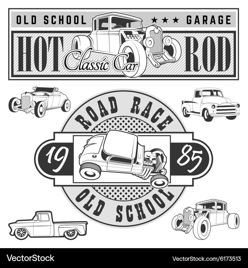 Hot rod set Royalty Free Vector Image - VectorStock