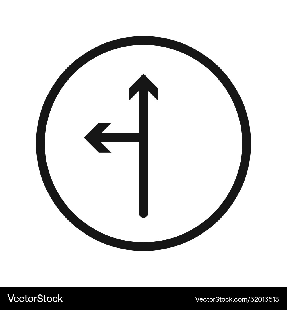 Left side road icon black line art Royalty Free Vector Image