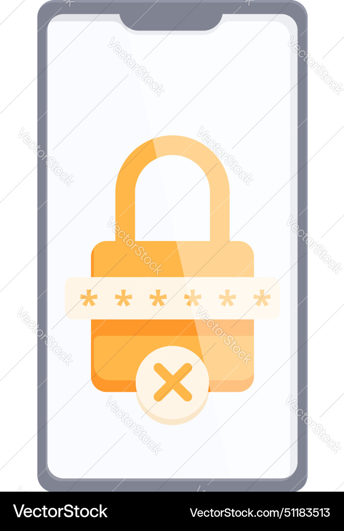 Locked password on phone icon cartoon Royalty Free Vector