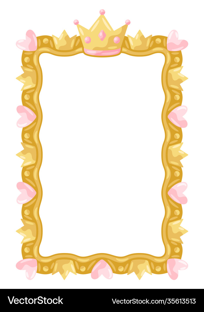 Princess frame with hearts and crowns Royalty Free Vector