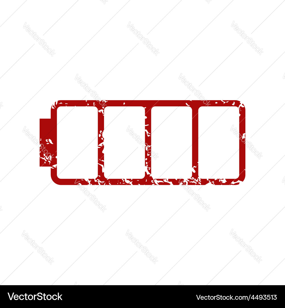 Red grunge empty battery logo Royalty Free Vector Image