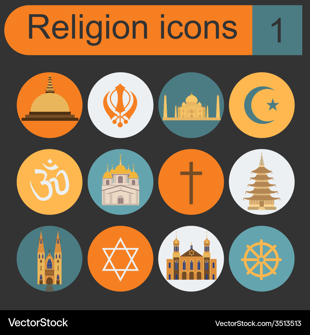 Religion icon set Royalty Free Vector Image - VectorStock