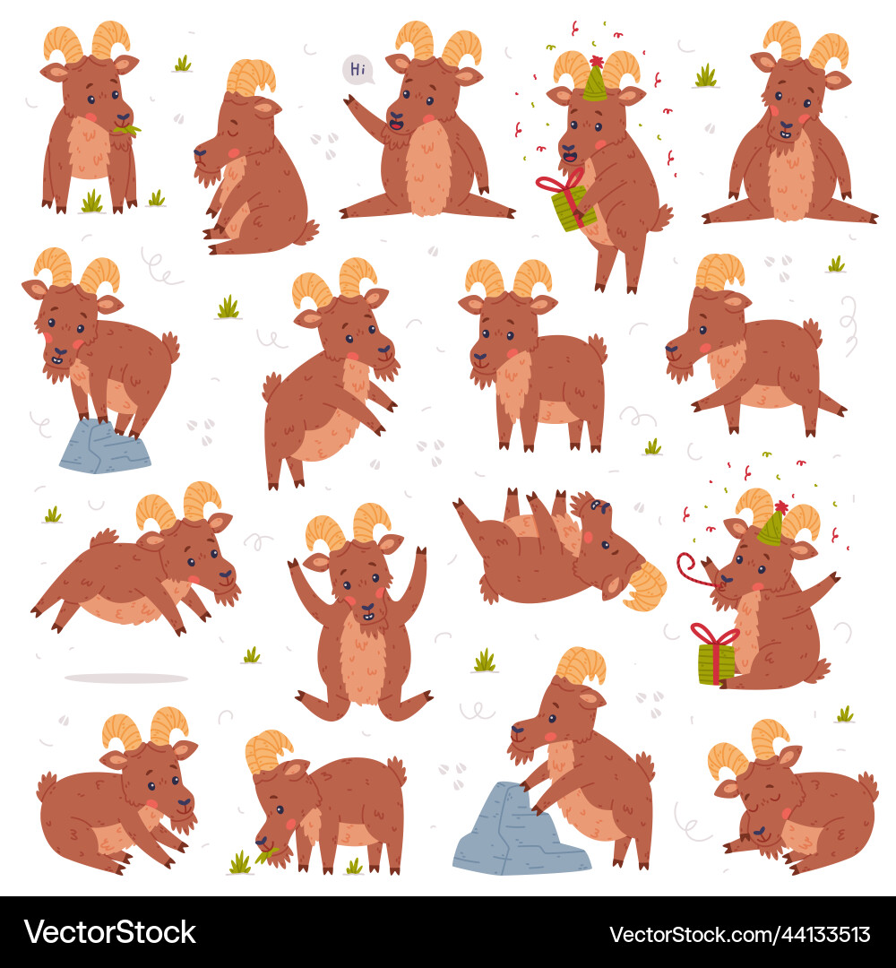 Urial character as wild mountain sheep with horns Vector Image