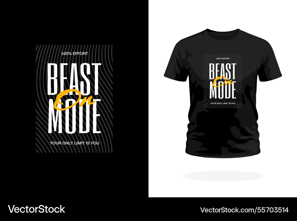 Beast mode on high-energy workout typography Vector Image