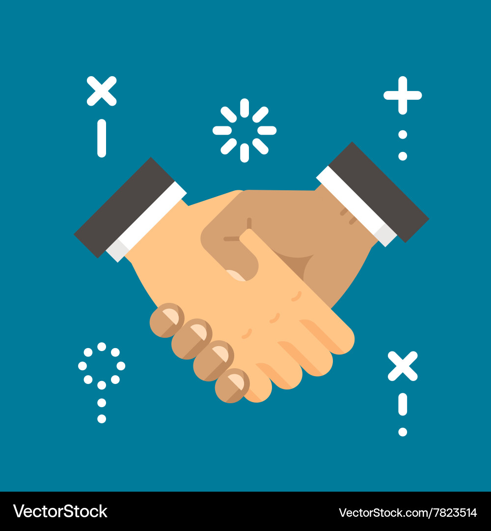 Flat design hand shake Royalty Free Vector Image