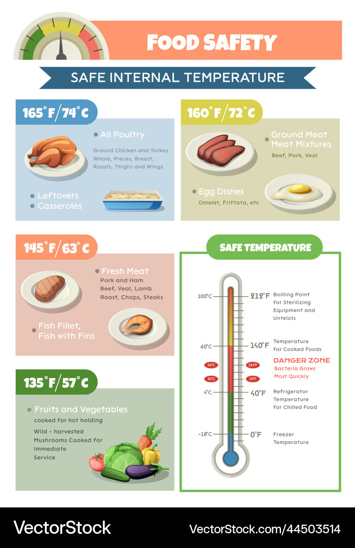Food safety temperature infographics Royalty Free Vector