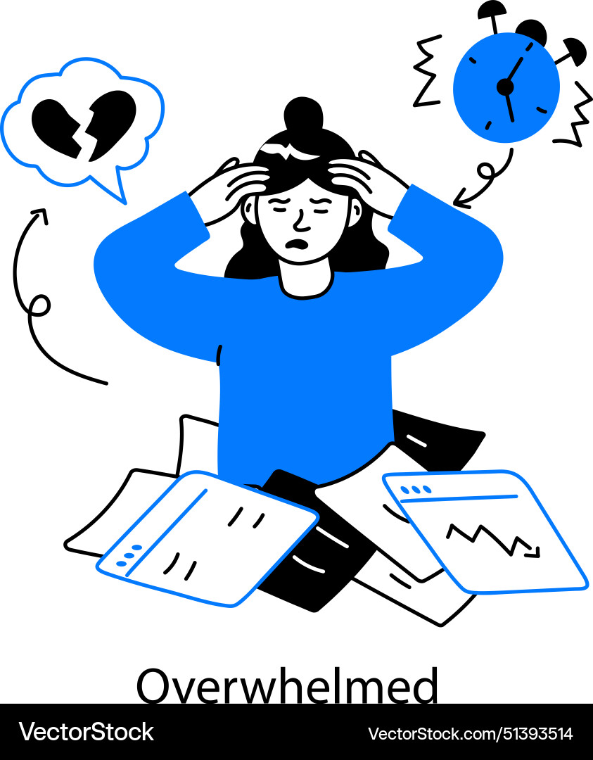 Overwhelmed Royalty Free Vector Image - VectorStock