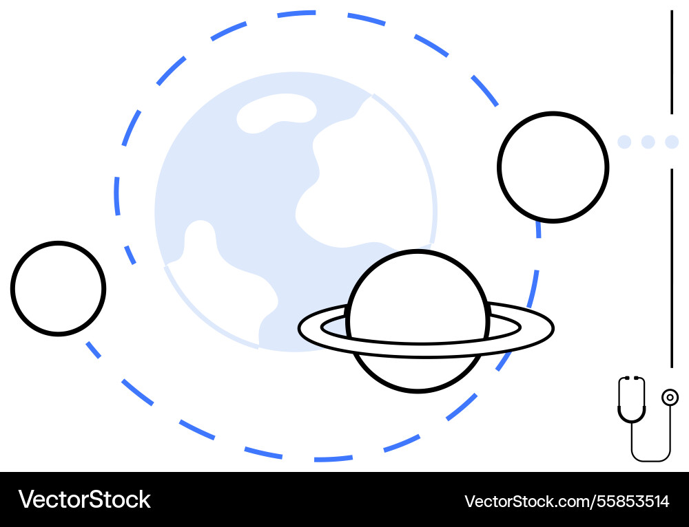 Planetary system with earth and stethoscope Vector Image