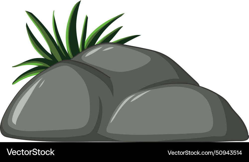 Rocks with green plants Royalty Free Vector Image