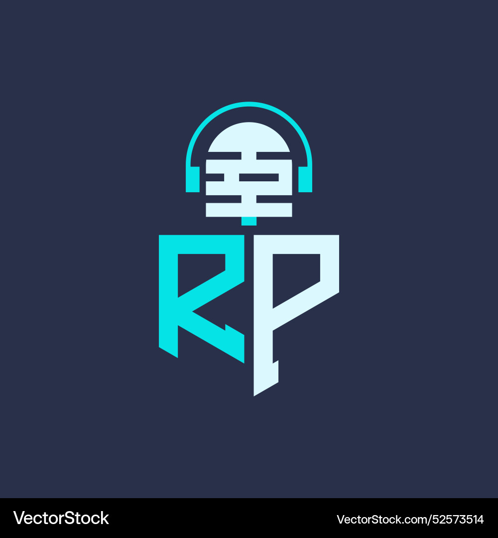 Rp microphone logo design for audio music Vector Image