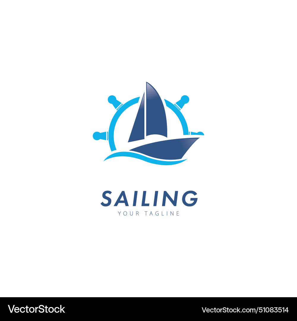 Sailboat logo design flat style Royalty Free Vector Image