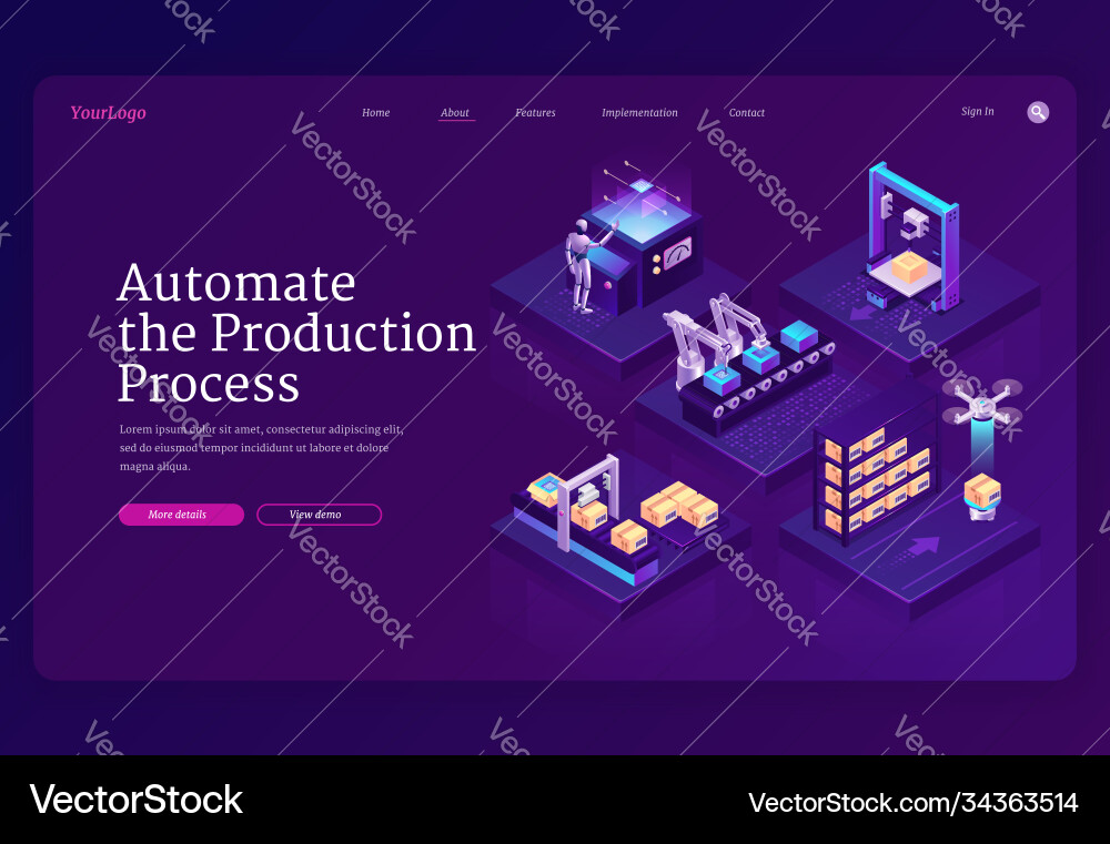 Technologies for automate production process Vector Image