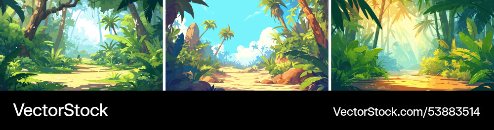 Tropical Jungle Cartoon Background Royalty Free Vector Image