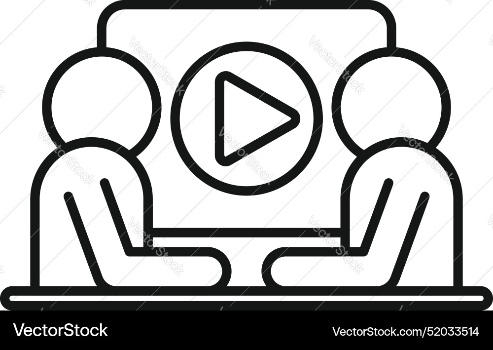 Two people watching online video content sitting Vector Image