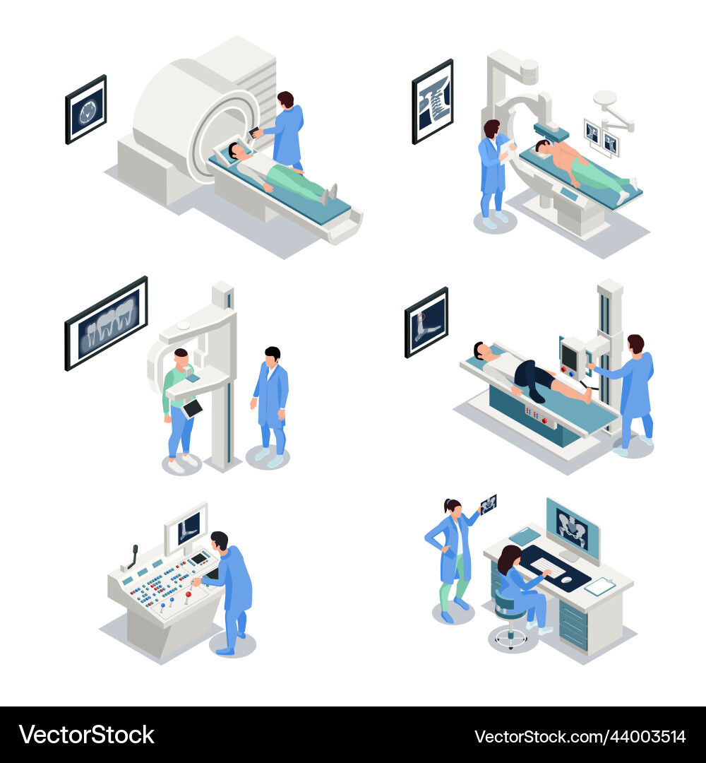 X-ray equipment isometric set Royalty Free Vector Image