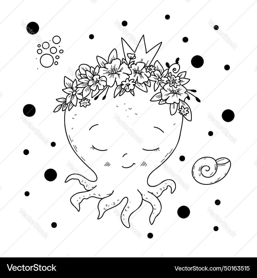 A cute octopus in hand-draw Royalty Free Vector Image