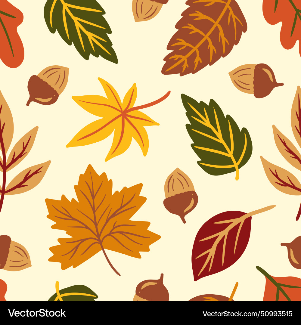 Autumn leaves seamless pattern nature fall season Vector Image