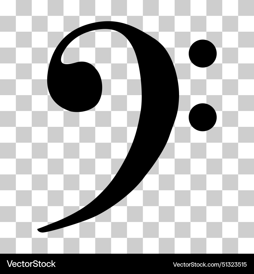 Bass clef icon black on transparent Royalty Free Vector