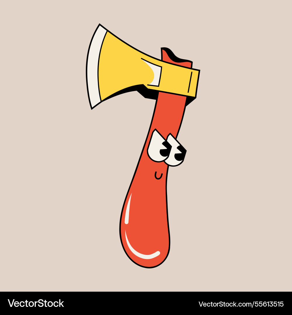 Doodle cute character axe sticker Royalty Free Vector Image