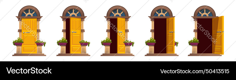 Door opening process steps Royalty Free Vector Image