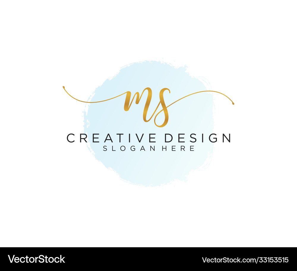 Initial ms handwriting logo with watercolor Vector Image