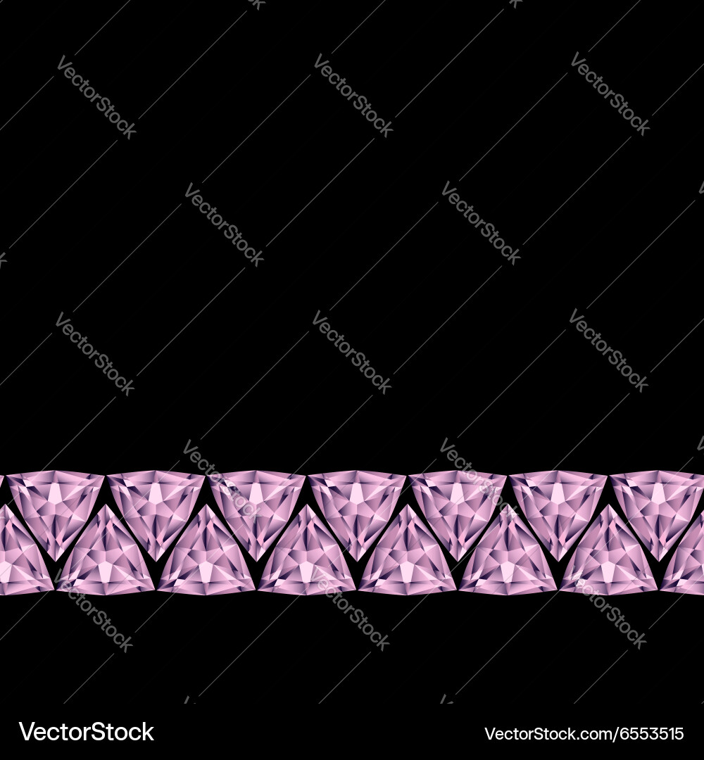Luxurious Pink Trilliant Gemstone Border Vector Image