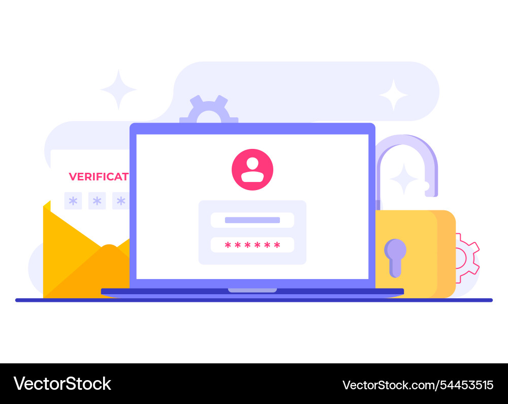 Two-step verification flat template otp Royalty Free Vector