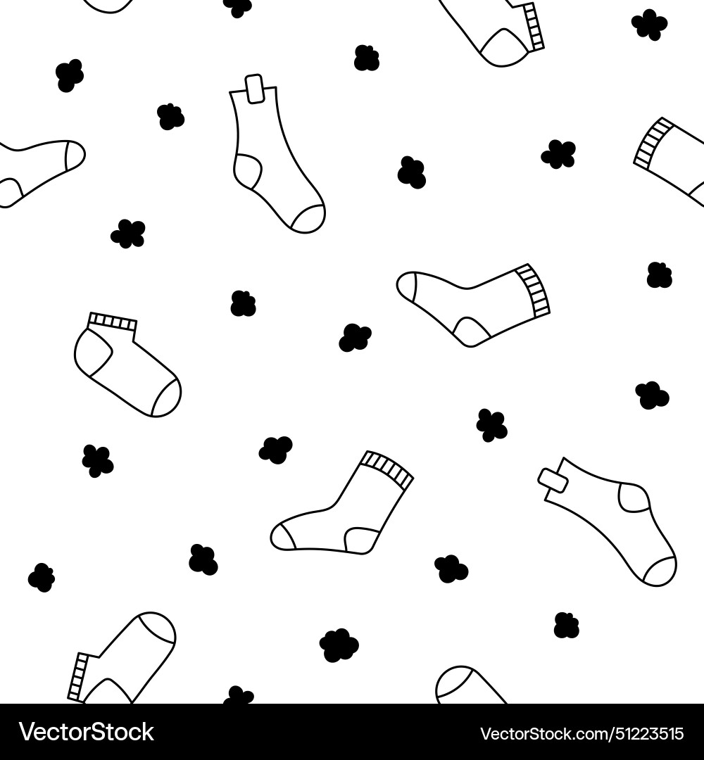 Winter socks seamless pattern coloring page Vector Image