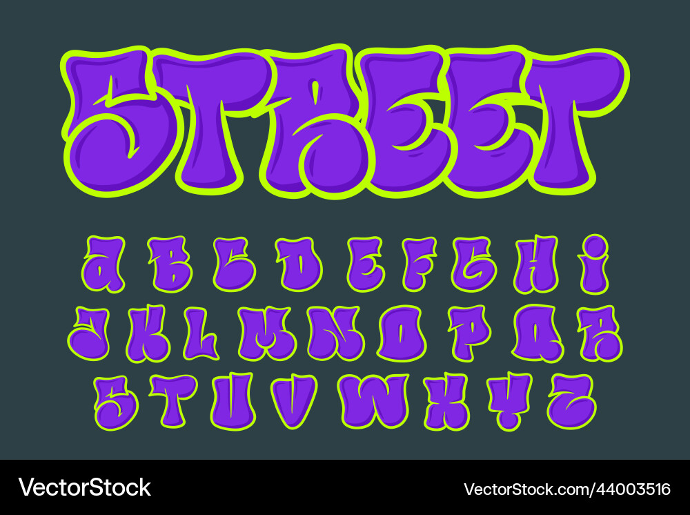 Alphabet street graffiti text letters Royalty Free Vector