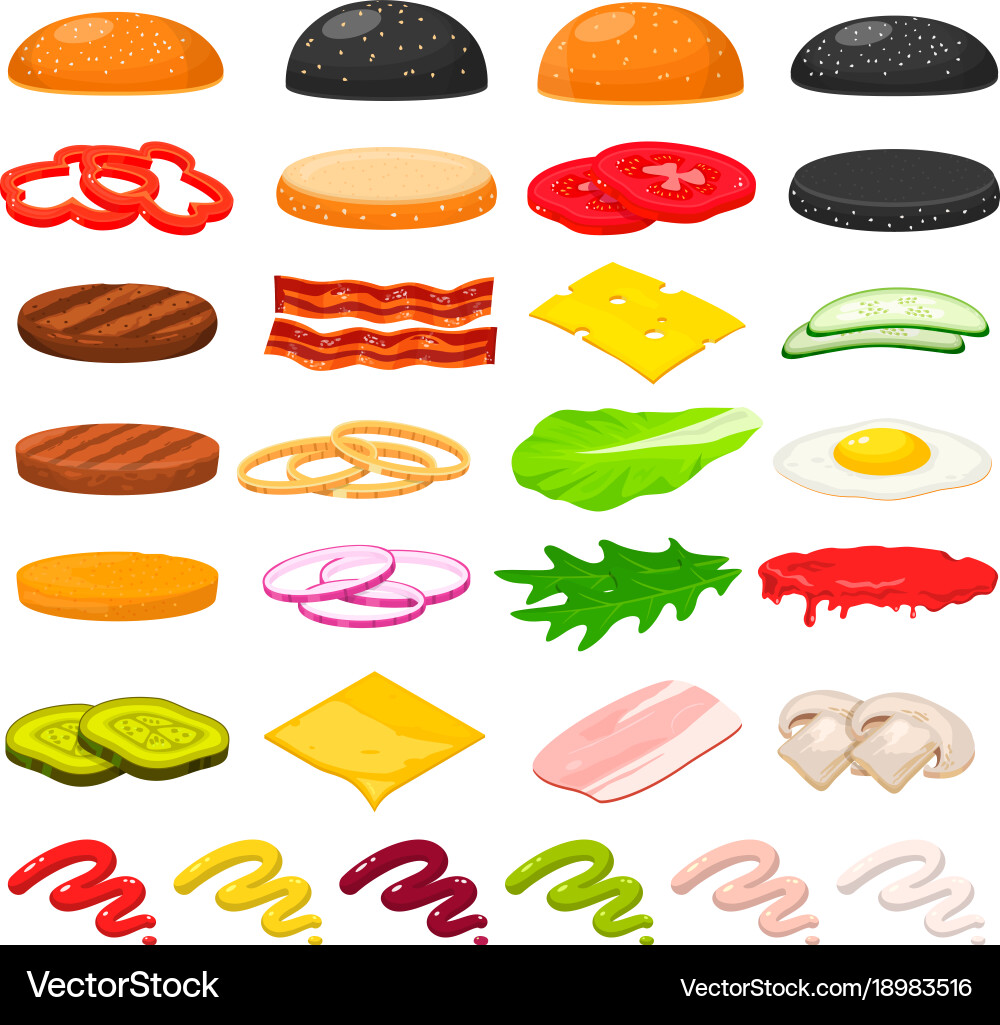 Burger Ingredients Vector Images (over 7,200)