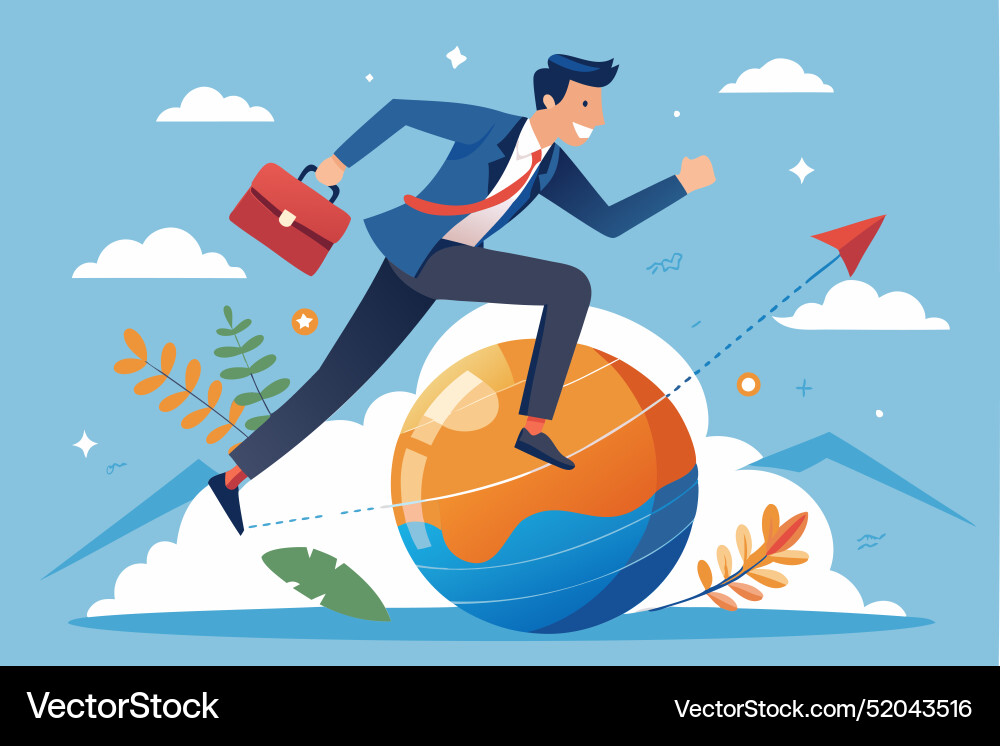 Businessman global success strategy Royalty Free Vector