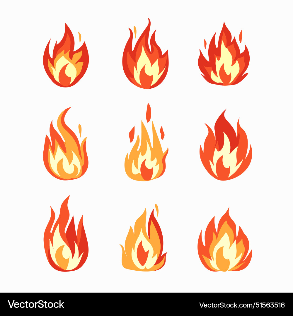Collection vibrant flame icons designed various Vector Image