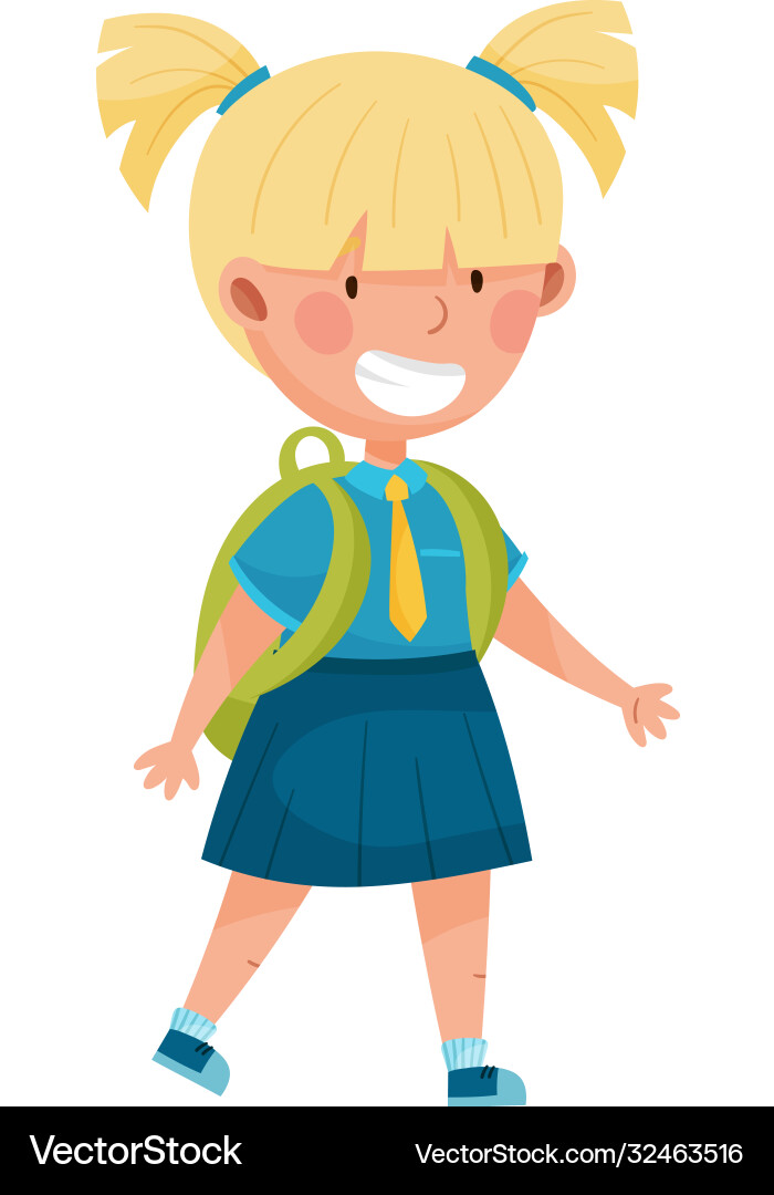 Cute girl character wearing school uniform Vector Image