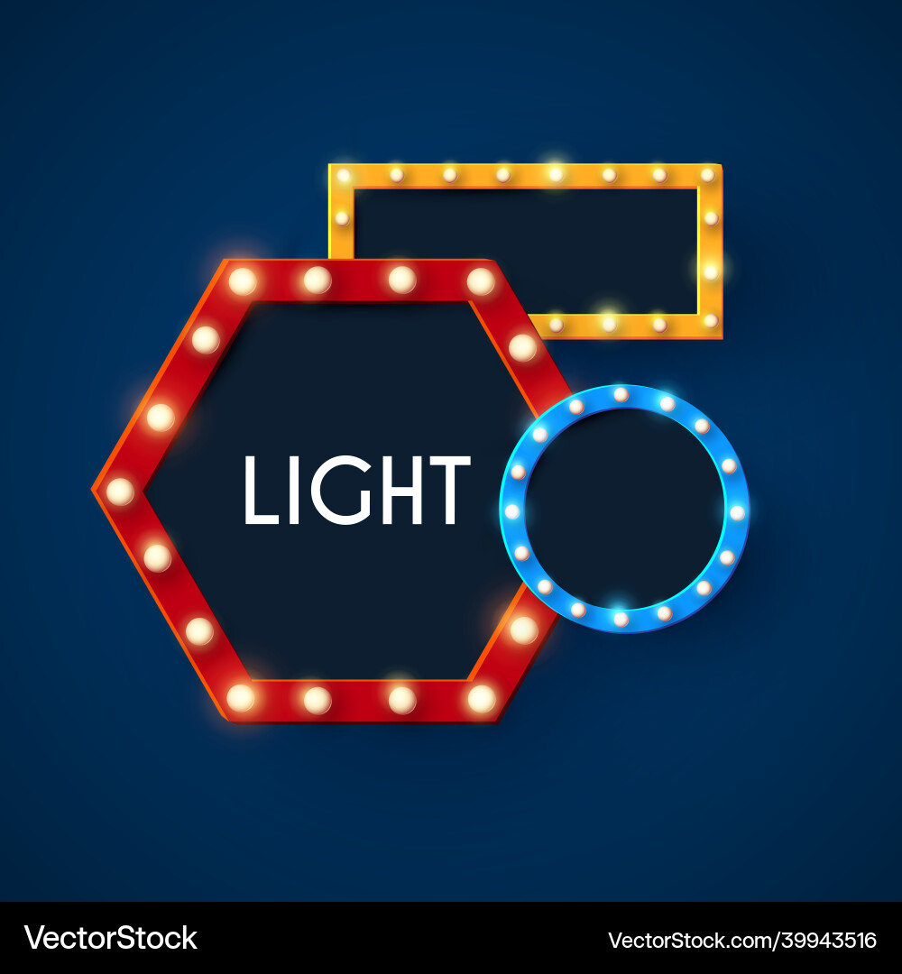 Realistic shining banner light frame retro Vector Image