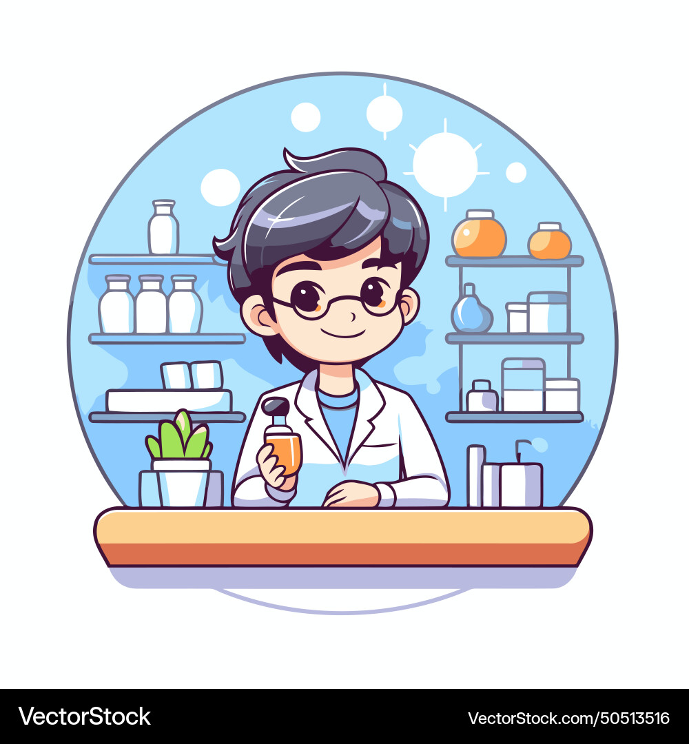 Scientist cartoon character Royalty Free Vector Image
