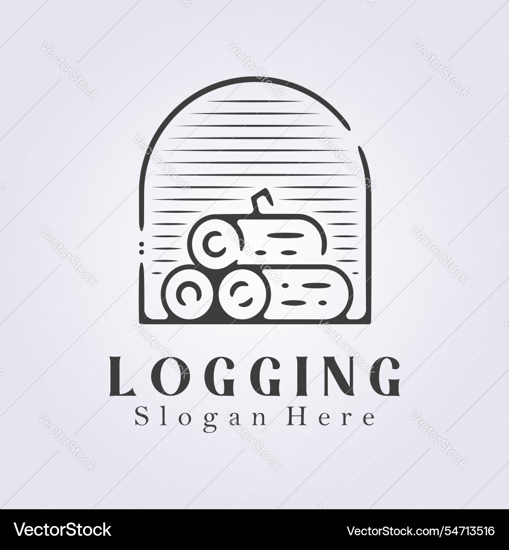 Simple badge logging logo design outline logs Vector Image