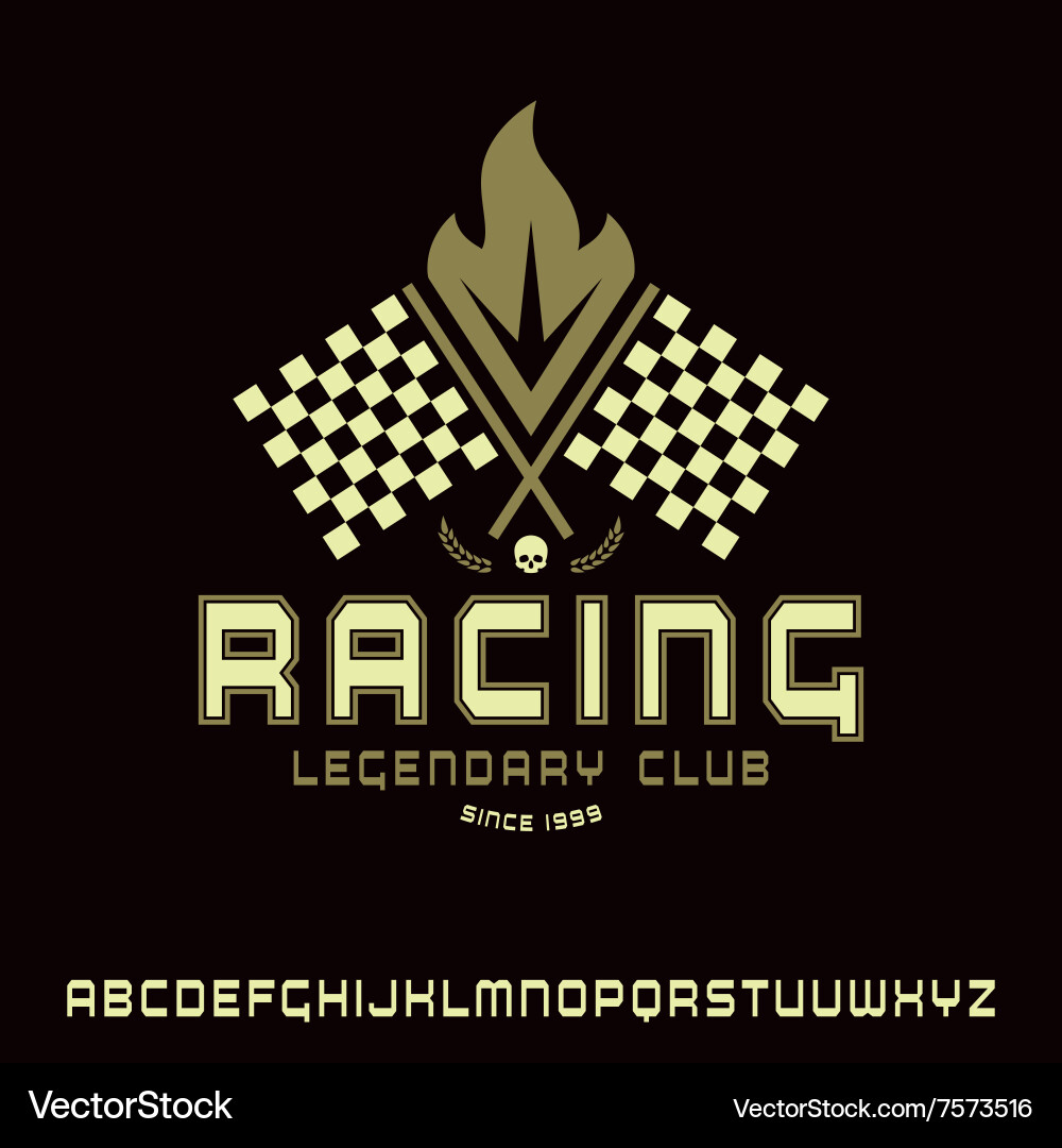 Square sanserif font in racing style Royalty Free Vector