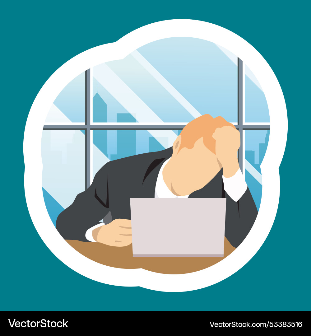 Stress people adult male sad problem work Vector Image