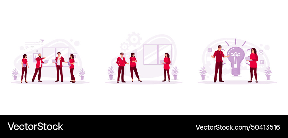 Team of people standing in one corner Royalty Free Vector