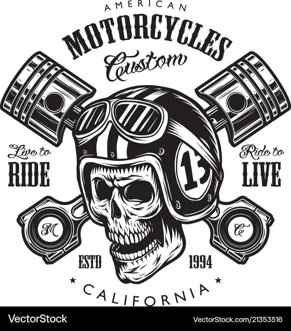 Vintage Motorcycle Skull Logo Royalty Free Vector Image