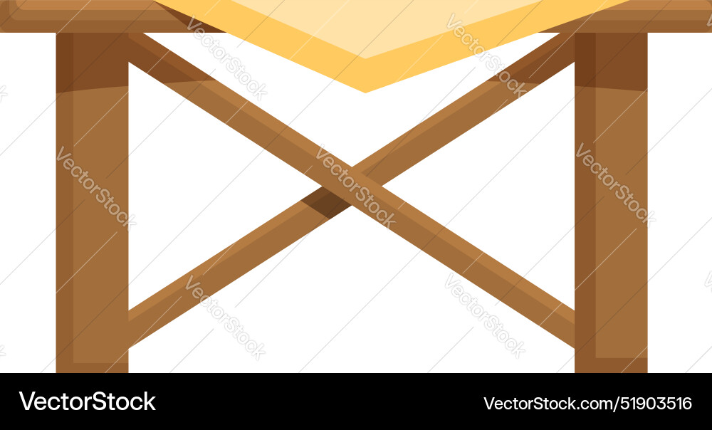 Wooden table with crossed legs and tablecloth Vector Image
