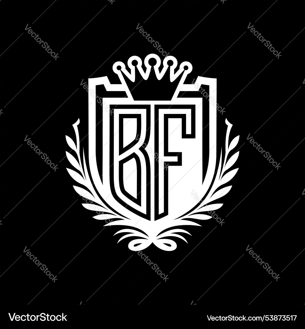 Bf letter logo heraldic shield shape with crown Vector Image