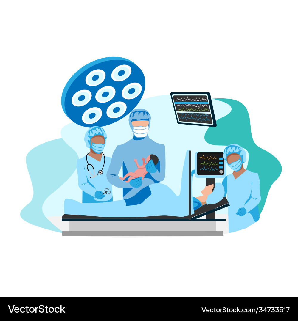 Caesarean Section Surgery Royalty Free Vector Image