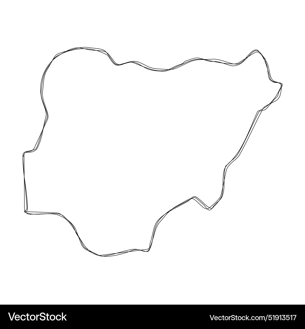 Nigeria simplified sketch map Royalty Free Vector Image