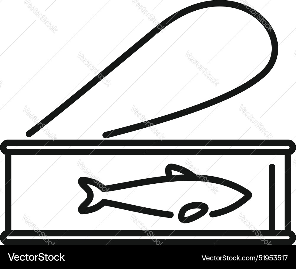 Open tin can containing sardine fish icon Vector Image
