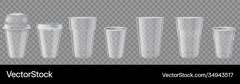 Plastic cup realistic transparent disposable cups Vector Image