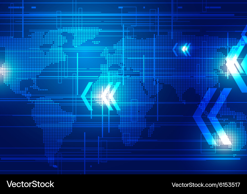 World map with technology business background Vector Image
