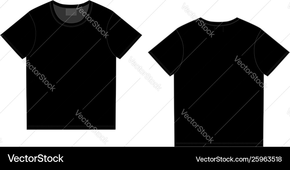 Black t-shirt design template front and back Vector Image