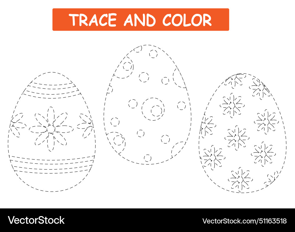 Children worksheet coloring and tracing easter Vector Image