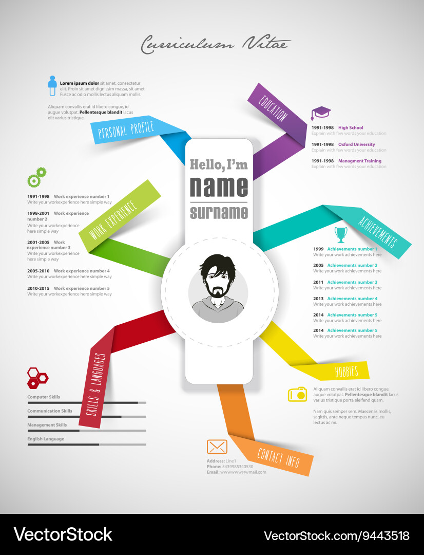 Stripe Cv Template Vector Images (49)